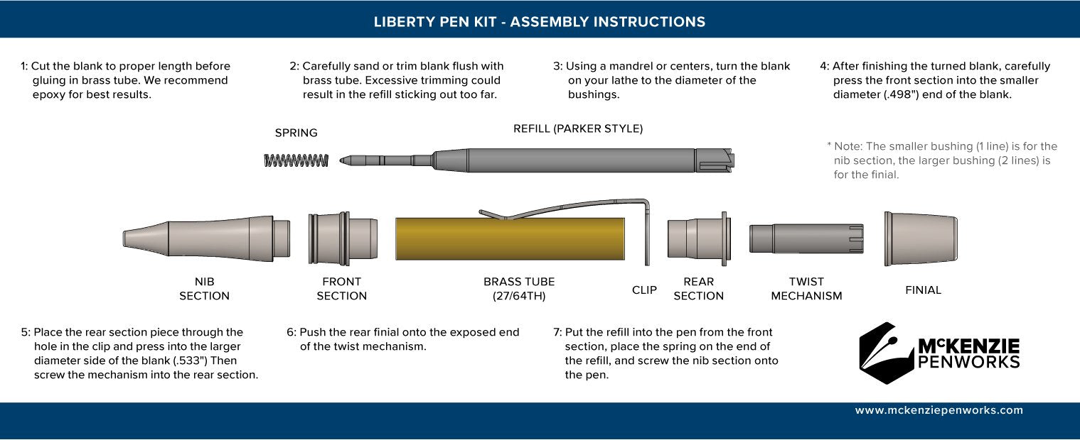 Liberty Pen Kit - Antique Satin Stainless – McKenzie Penworks